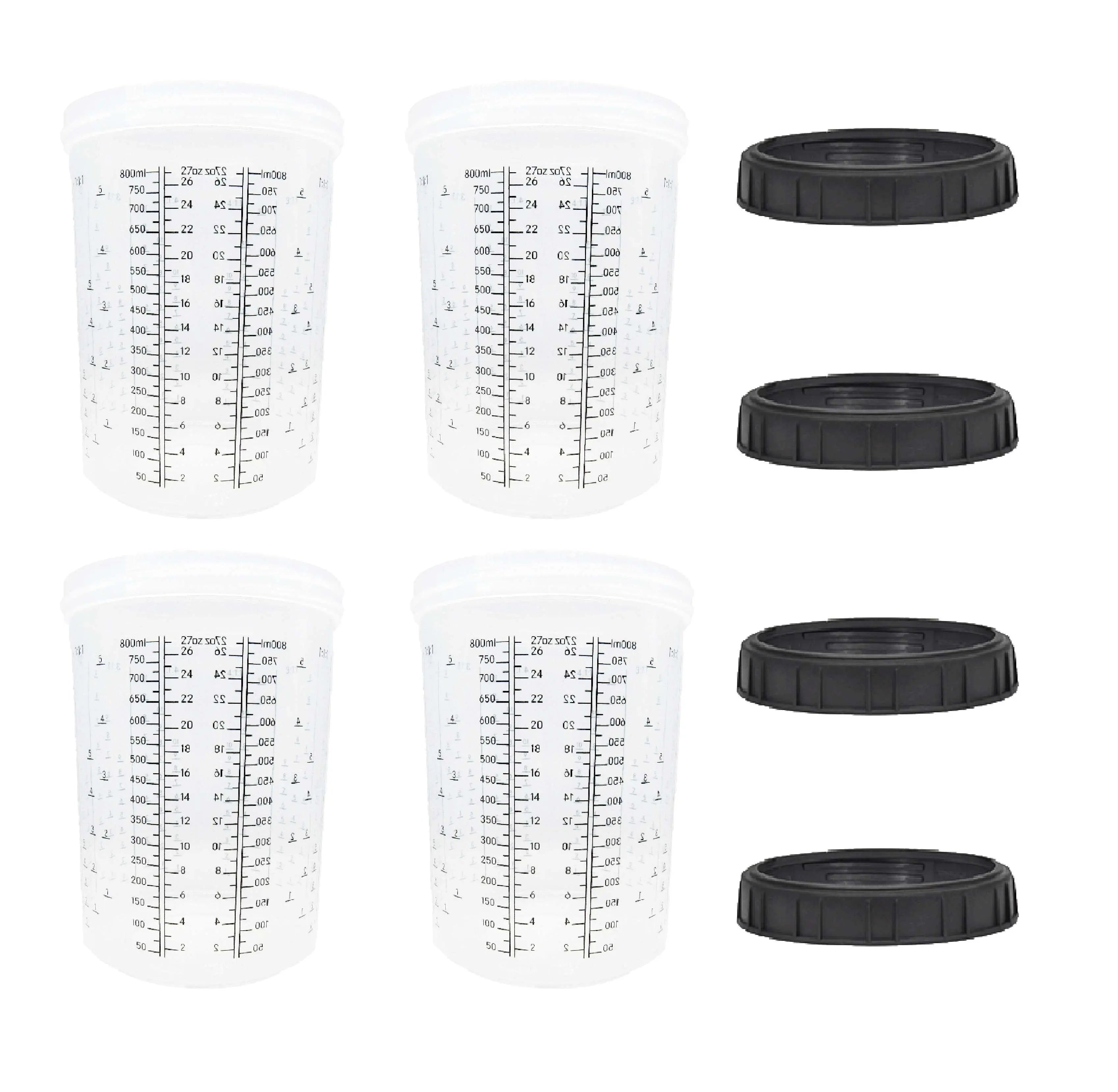 4 Pack Set of Standard Size 27 Ounce (800ml) Hard Cups and Retainer ...