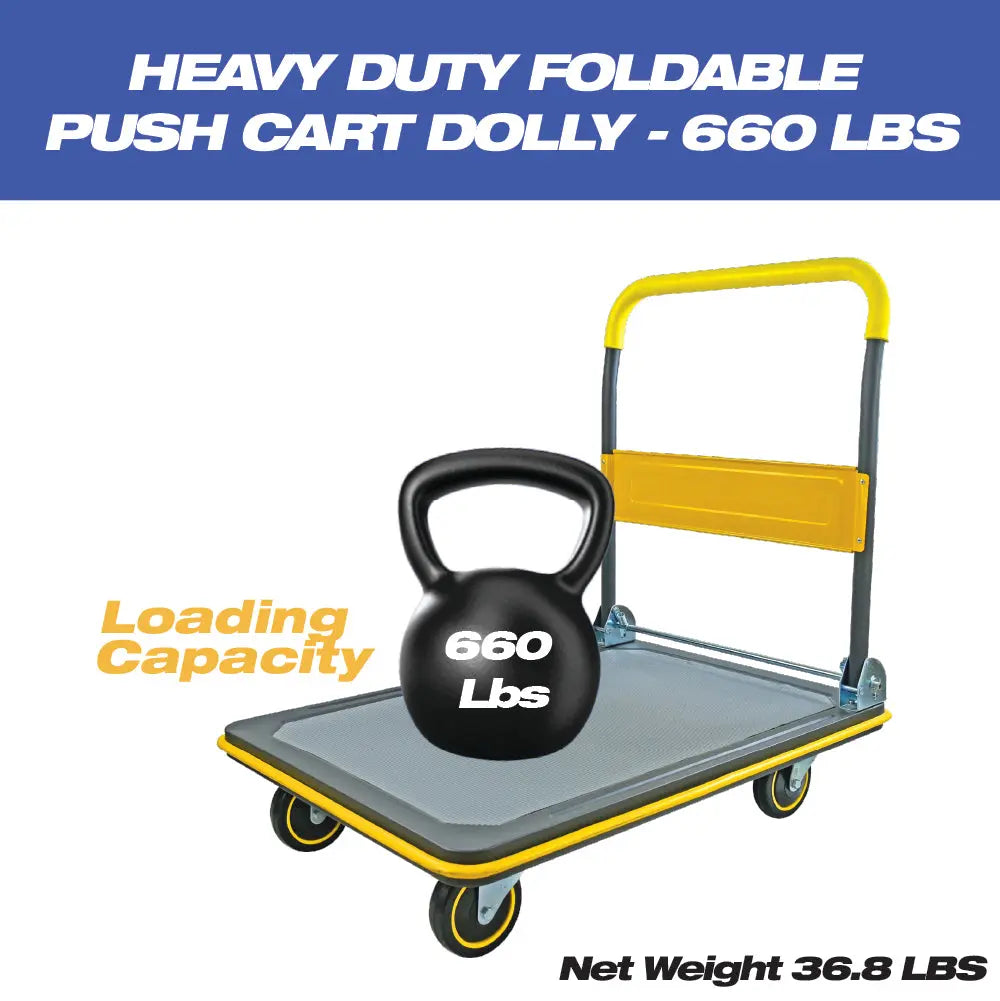 Heavy Duty Push Cart - 660 lb Capacity & Foldable, for easy storage ...