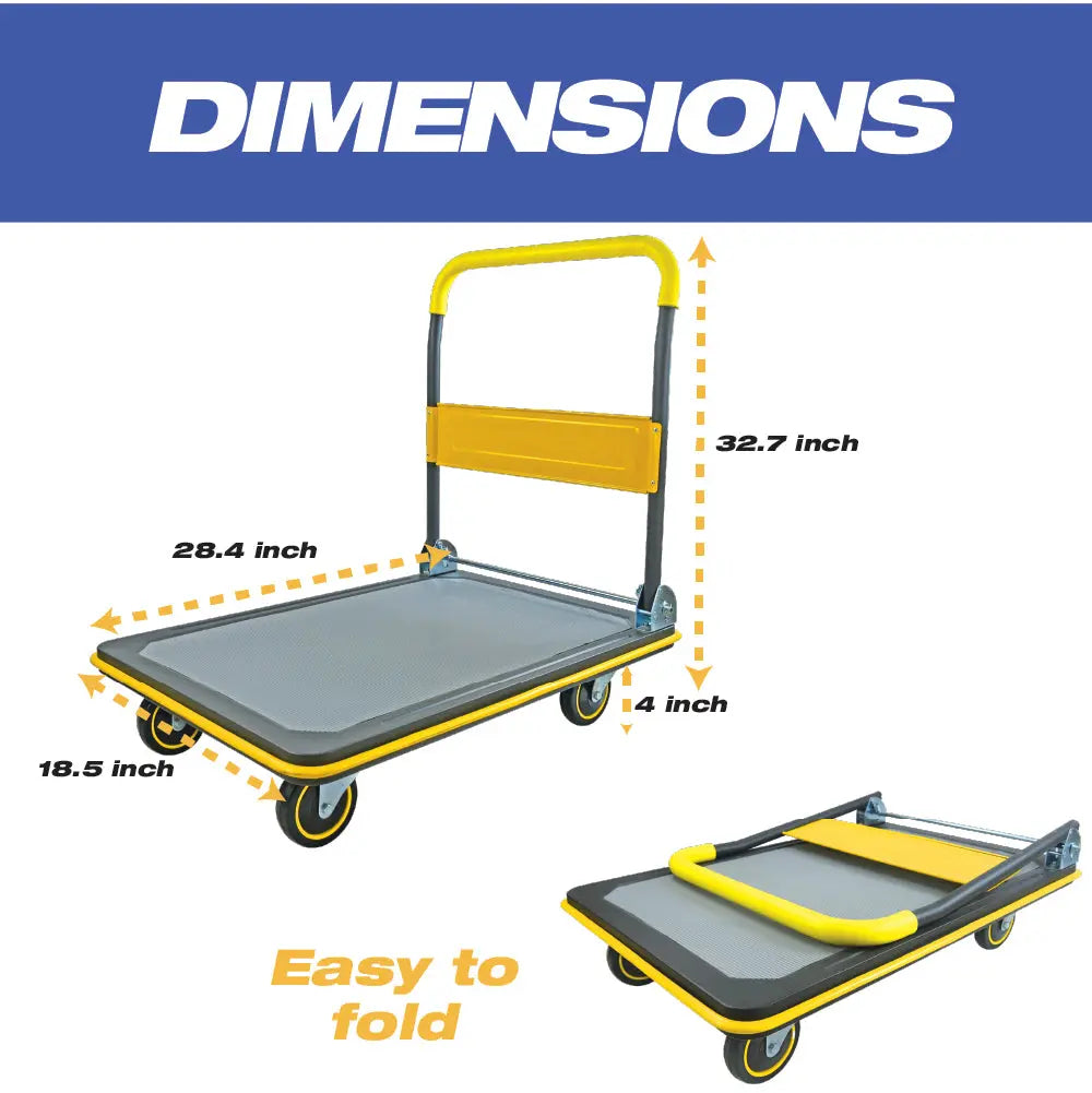 Heavy Duty Push Cart - 660 lb Capacity & Foldable, for easy storage ...